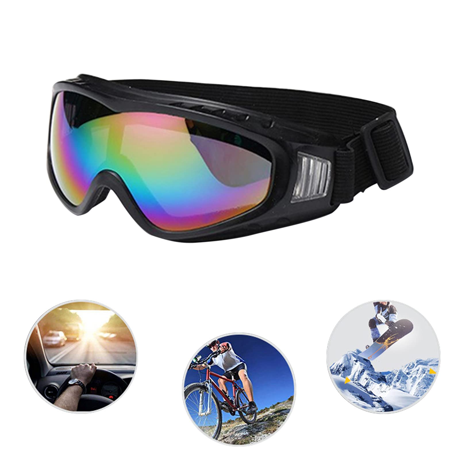 Floralby Ski Goggles Adjustable Strap Snow Ski Glasses Adjustable Strap Wear-Resistant Transparent
