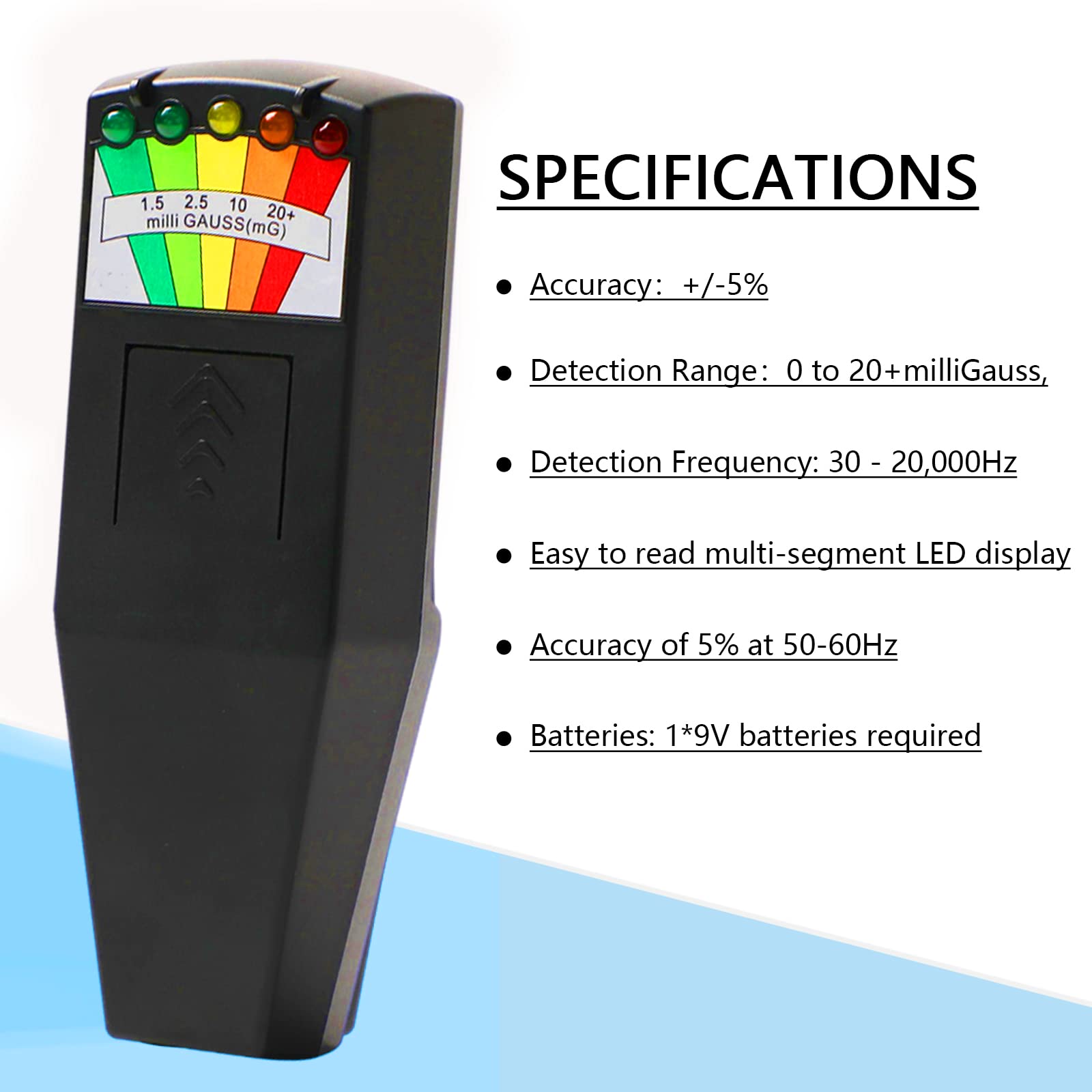 LED Magnetic Field Detector Ghost Hunting Paranormal Equipment Tester Portable Counter (Black, 1 PC)