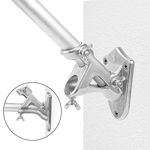 LOMETY Stainless Steel Heavy Duty Flag Pole Holder,Wall Mount House & Estate Flag Pole Bracket, Flag Pole mounting Bracket 2 Positions for 1“ Flag Pole (Silver)