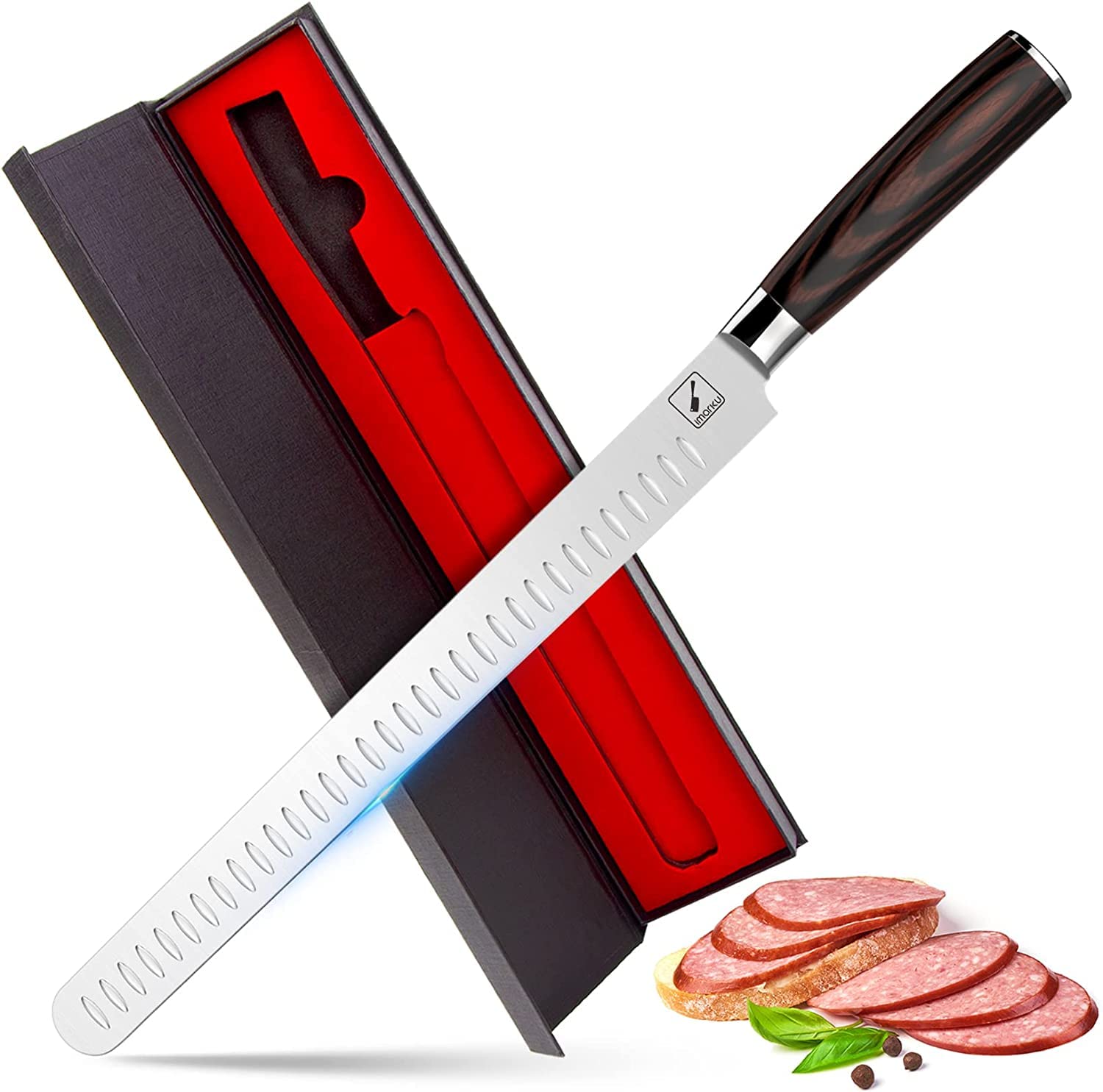 imarku Brisket Knife Carving Knife Slicing Knife Meat Knife 12 Inch, German Ultra Sharp Carving Knife for Meat Brisket Slicing Knife, Long BBQ Knife Gift Box