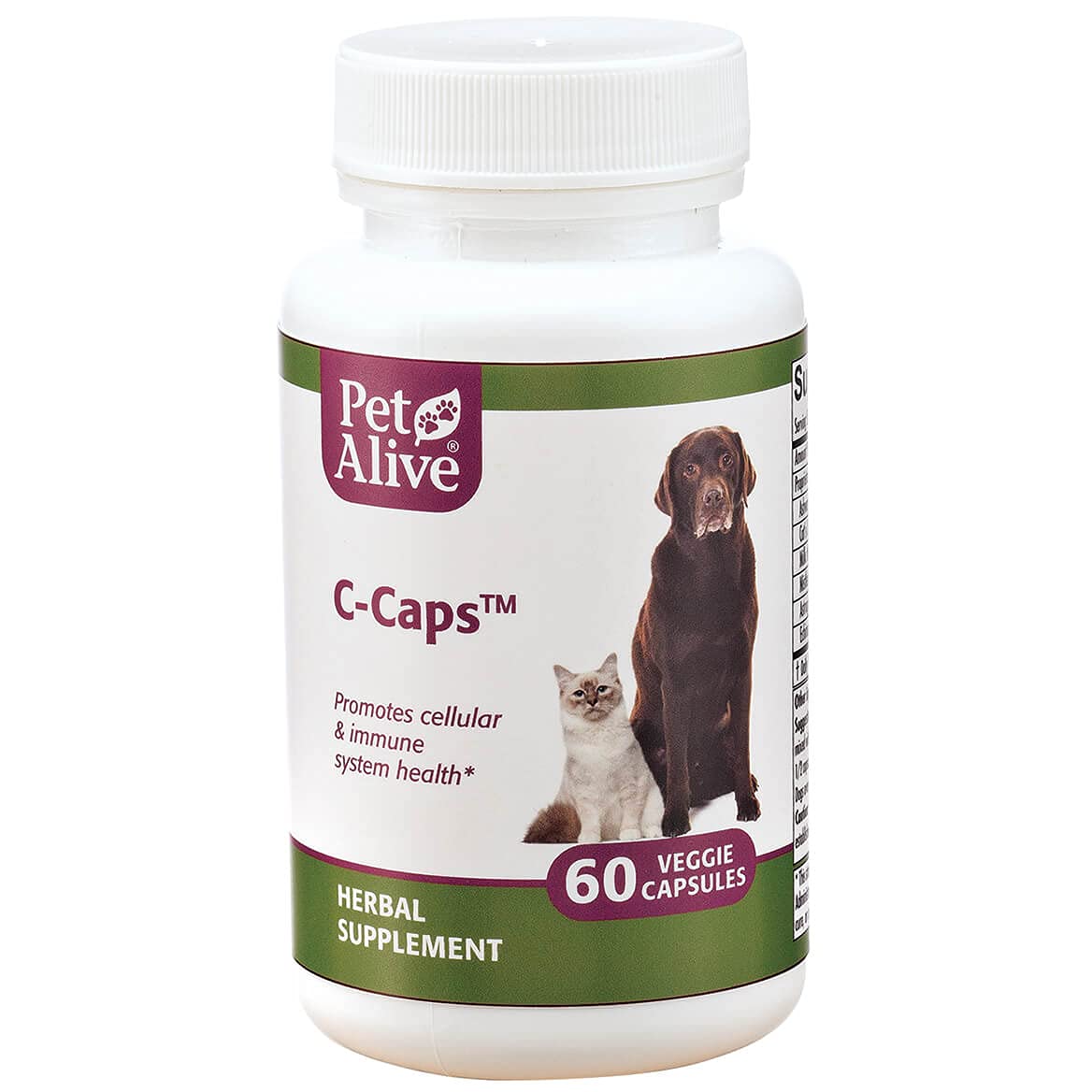 PetAlive C-Caps - All Natural Herbal Supplement Promotes Cellular and Immune System Health in Dogs and Cats - 60 Veggie Caps