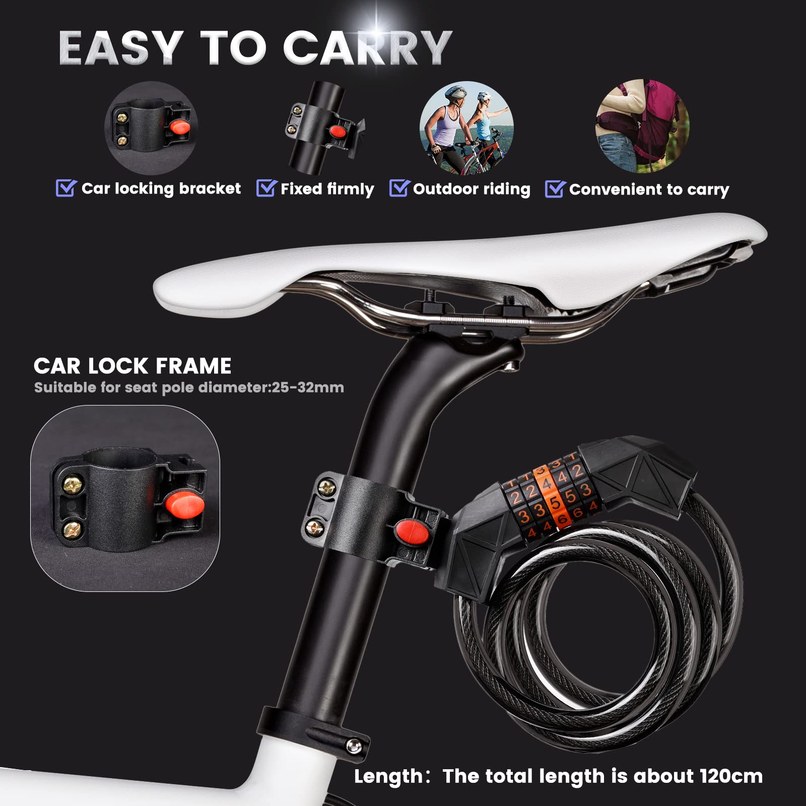 Giloty Bike Lock Combination, Black