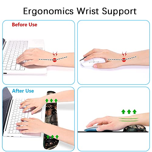 Keyboard Wrist Rest & Mouse Wrist Rest Pad & Coaster, Made of Memory Foam, Ergonomic Support, Easy Typing and Relieve Wrist Pain, Perfect for Gaming, Computer, Office, Laptop, Animal