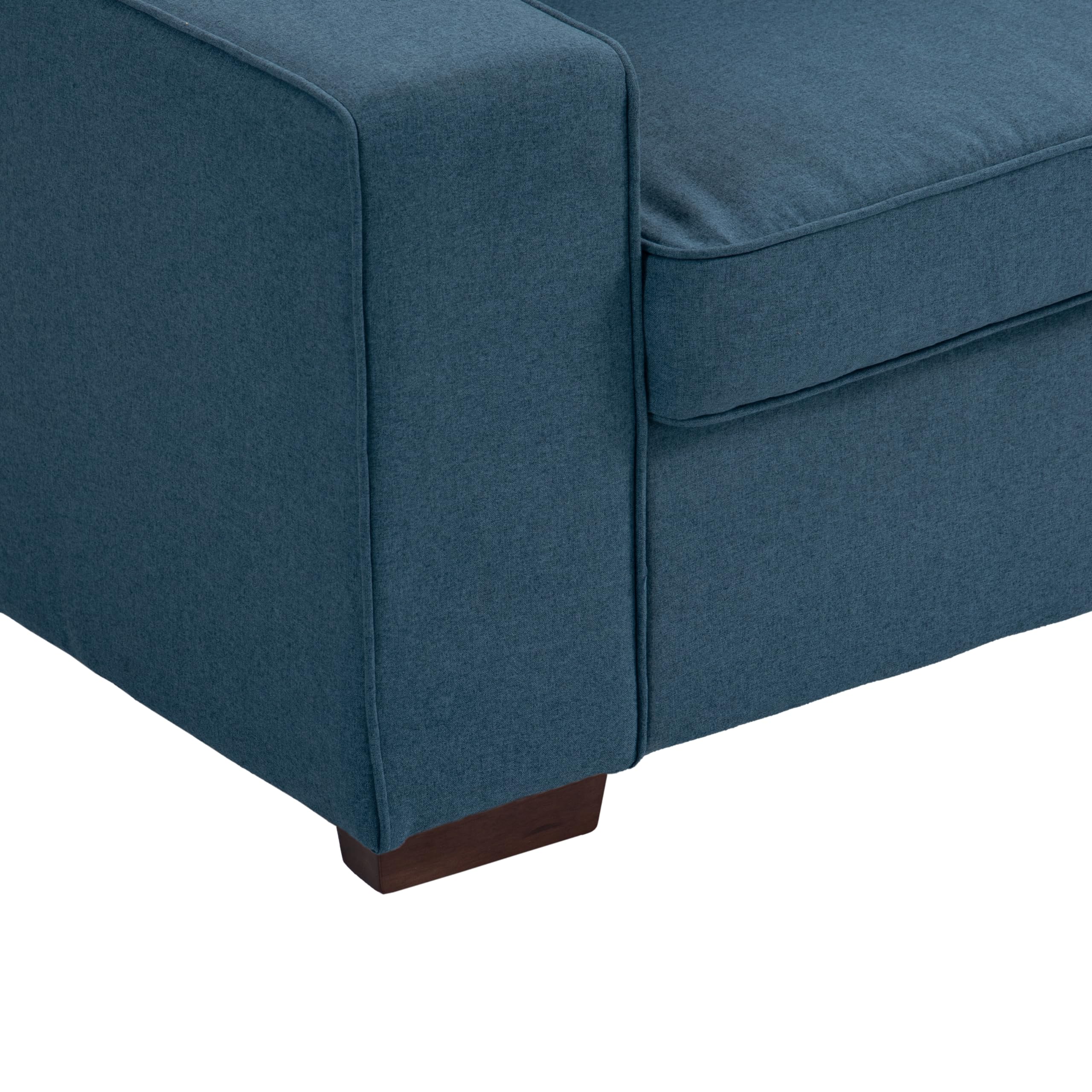 UIXE 80" Loveseat Sofa, Modern Love Seat Living Room 3-Seater Couches with Linen Fabric Cushion, Mid Century Upholstered Wide Track Armrest Couch Comfy Solid Wood Furniture for Bedroom, Blue
