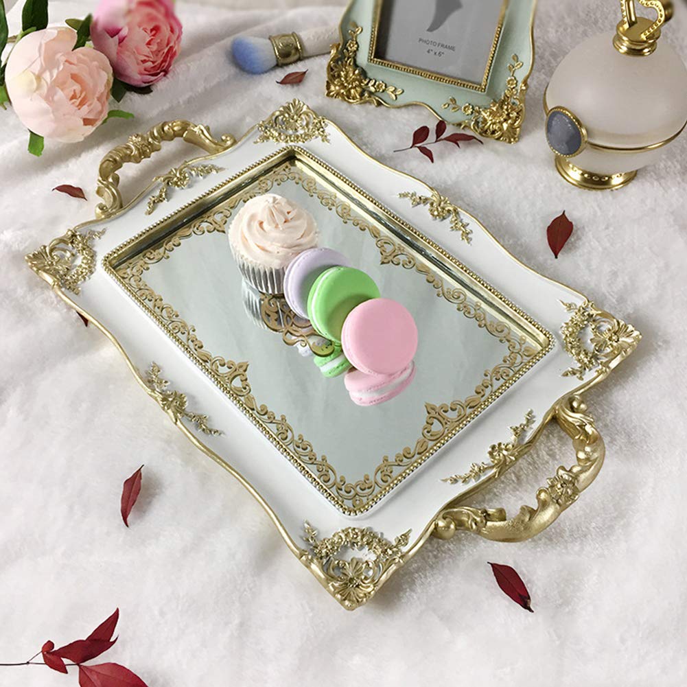 Echaprey Large Crystal Rectangle Mirrored Decorative Tray,Cosmetic Vanity Tray Organizer for Home Décor/Wedding/Jewelry/Occasion