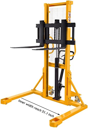 ilin Electric Pallet Jack Truck Lithium Battery 3300LBS Capacity 48" x 27" Fork Size and Manual Pallet Stacker 1100lbs Capacity 63" Lift Height with Straddle Legs Adjustable Forks