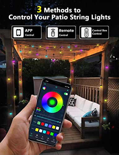 Lemon Summer String-Lights-55ft-RGBIC-Smart Multi-Color-Changing Waterproof-Outdoor-Dimmable-Remote - IP65 Shatterproof Patio Lights, 15 LED Bulbs with 213 Scene Modes, App Control, Connectable