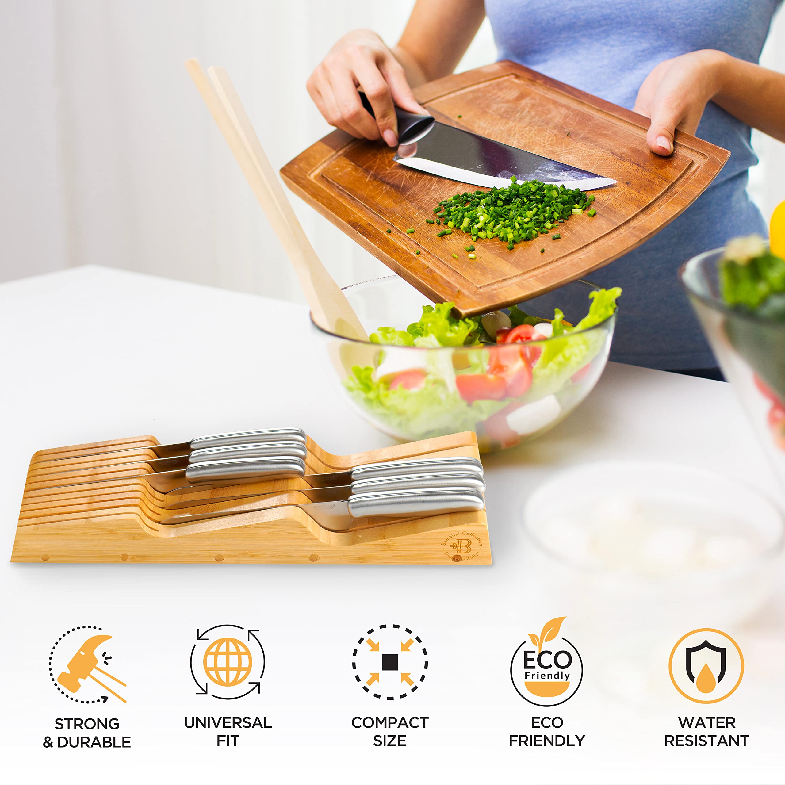 In-Drawer Knife Block Organizer and Food Grade Mineral Oil