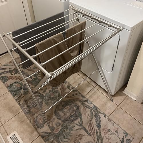 TOTES BABIES Premium Aluminum Foldable Laundry Rack for Air Drying Clothing, Towels and Linens, Easy Assembly, Energy Saving, 12 Rails, Conveniently 36 Inches Tall