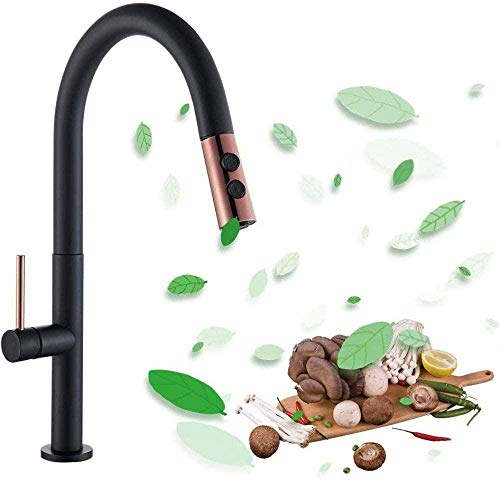 NZDY Faucet Black Kitchen Faucet Rose Gold Pull Out Kitchen Head Deck D Bathroom Kitchen Mixer Tap Dual Function Shower Head Black Style