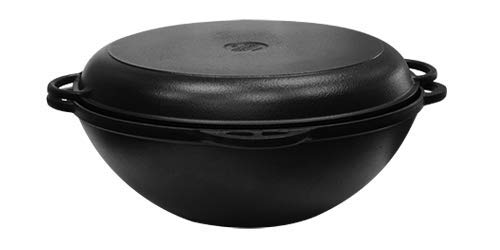 Kazan Uzbek 12 L Cast Iron Pot Plov Making Cookware Insulated Double Handle Dish Heavy Duty Oven with Lid Frying Pan