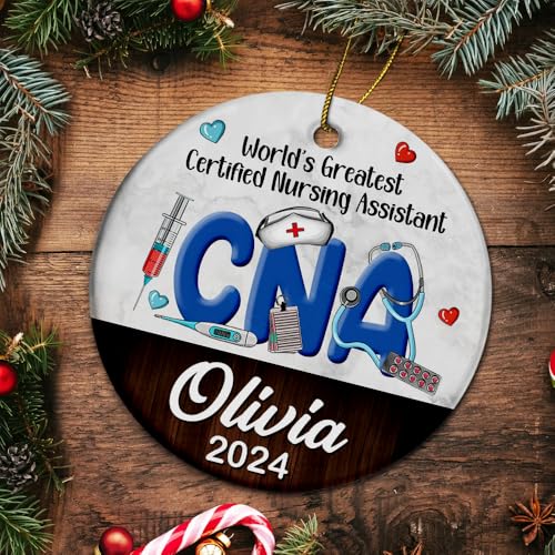 Nurse Christmas Ornament, Gifts for Health Worker, Certified Nursing Assistant Stethoscope Nurse Hat Retirement, Nurses Day