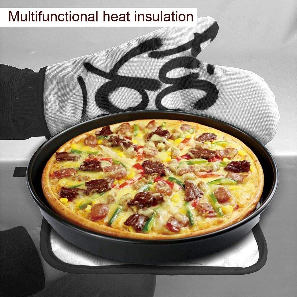 HENGE Font Graffiti Fuck You Oven Mitts and Pot Holders Sets of 2,Resistant Hot Pads,Flexible Cooking Oven Gloves for Microwave BBQ Cooking Baking Grilling