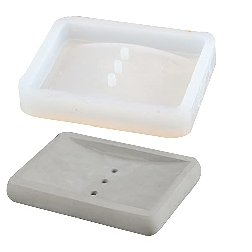 Soap Dish Mold with Drainage Doles Concrete Tray Silicone Mould