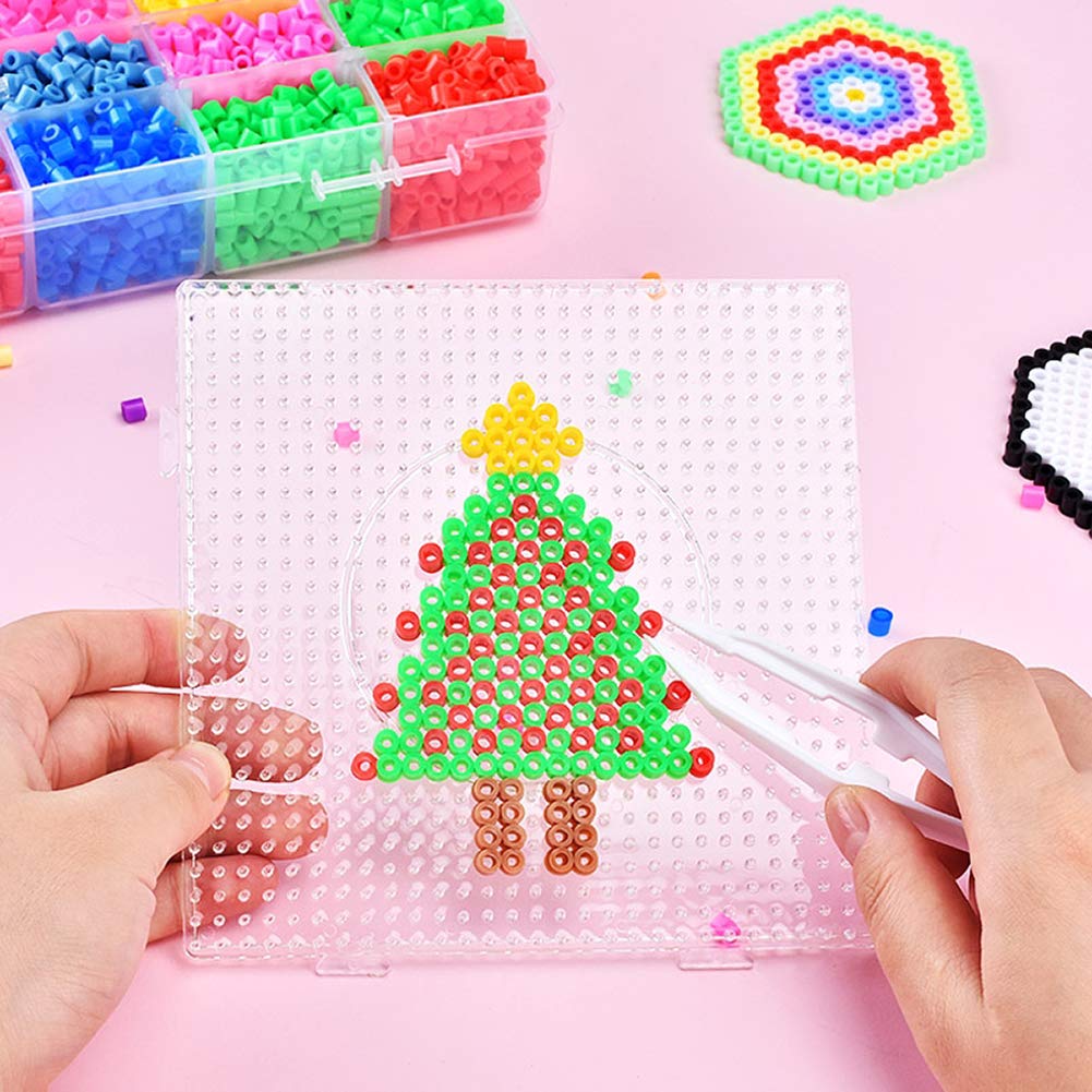 Fuse Beads Pegboards 5mm Large Square Clear Plastic Pegboards 6 Pcs for Kids Craft Beads, 5.8 x 5.8 in