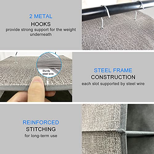 Libeder Hanging Shoe Organizer for Closet, Hanging Closet Organizers 20 Section Shoe Shelves, Space Saving Shoe Holder & Storage, Grey, 12''W×12''Dx 50''H
