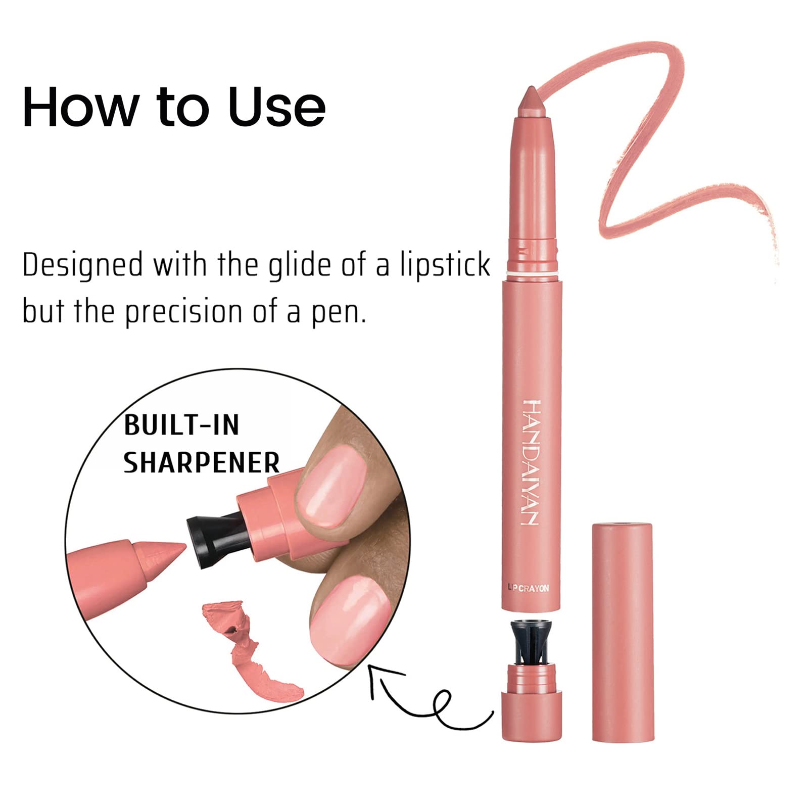 LuckNest 6Pcs Matte Nude Lipstick Set, Long Lasting Nourishing Crayon Lipstick with Built-In Sharpener, Hydrating Highly Pigmented Nude Velvety Lipstick Gift Set (A)