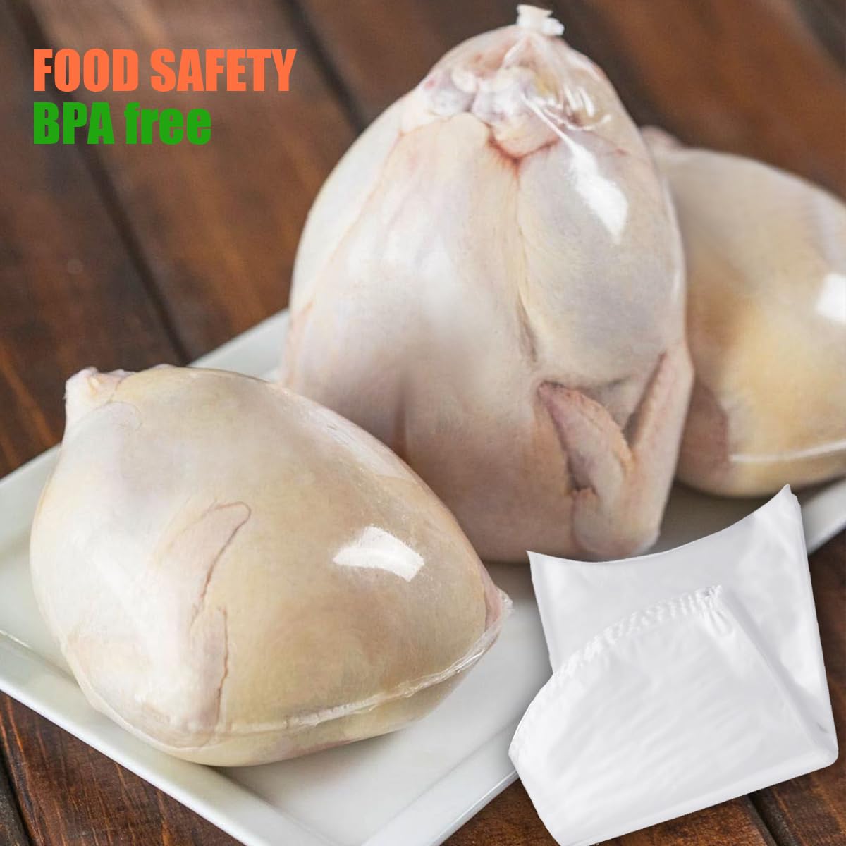 Poultry Shrink Bags, chicken bag, 50Pack 13x18 Inches Clear Poultry Heat Shrink Wrap Freezer With 50 Zip Ties, a Silicone Straw for Chickens, Rabbits