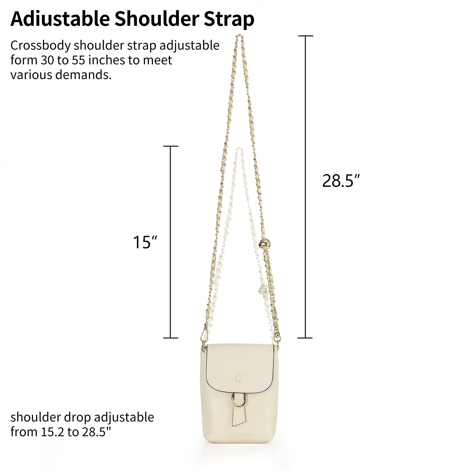 Hippopo Small Crossbody Phone Bag For Women Designer Fashion Soft Pebbled Real Leather Shoulder bag (Black)