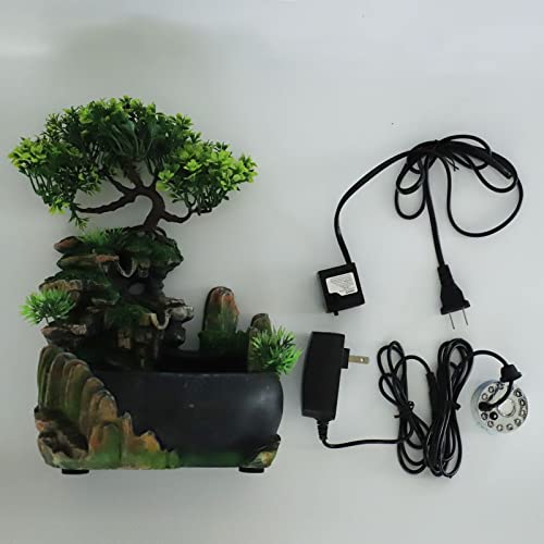 Xshelley Indoor Tabletop Fountains , Rockery, Water, Waterfall, Plants, Desktop Fountain, atomizing humidifier Fountain, Home Office Desktop Decorations, Automatic Pump with Power Switch