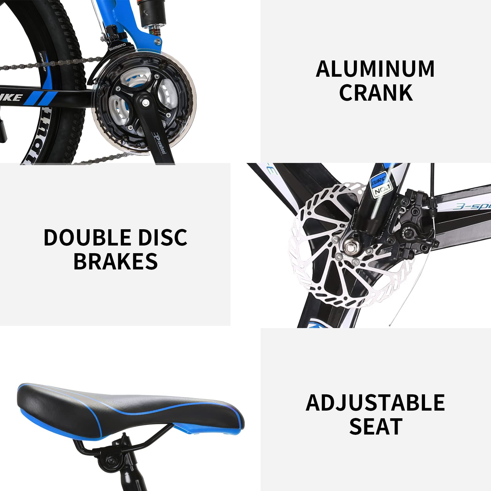EUROBIKE OBK G4 26" Full Suspension Folding Mountain Bike 21 Speed Bicycle Men or Women MTB Foldable Frame (Blue)