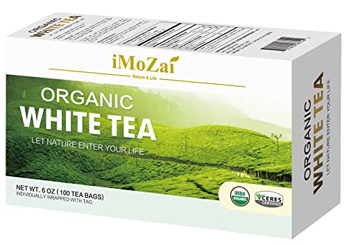 Imozai Organic White Tea Bags 100 Count Individually Wrapped
