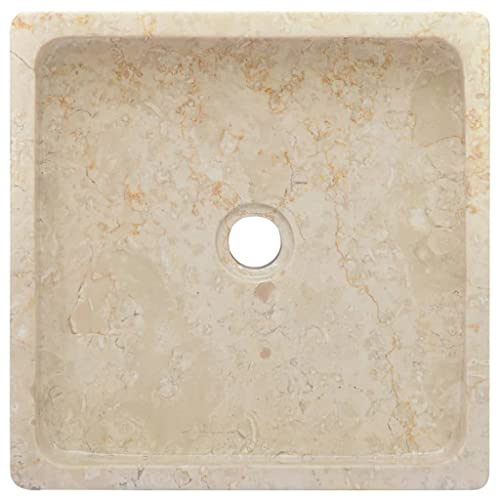 Sink Cream 15.7"x15.7"x3.9" Marble,Modern Marble Sink EyeCatching Basin for Bathroom and Washroom Bath Fixtures,Bathroom Sinks