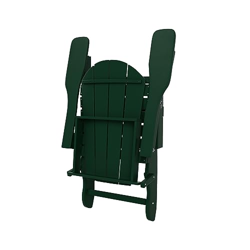 WO Home Furniture Adirondack Chair Lounger Outdoor Folding for Fire Pit, Beach, Balcony, Backyard, Lawn, Patio, Pool, Deck, Garden (Dark Green)