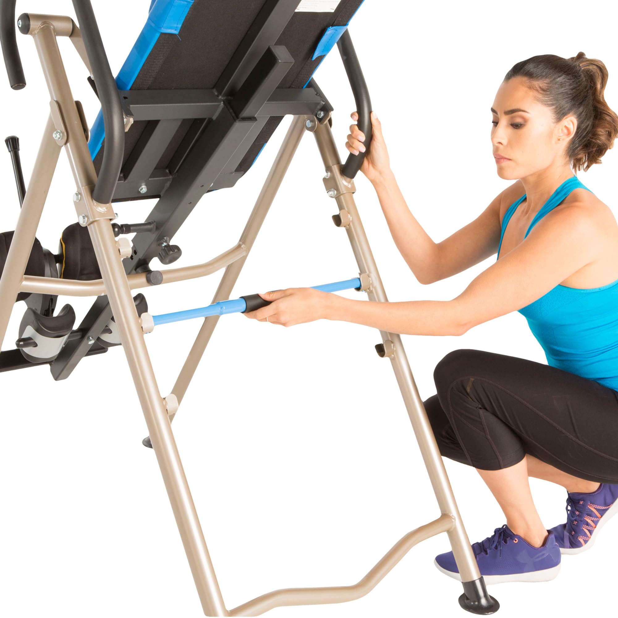 EXERPEUTIC 275SL Heat and Massage Therapy Inversion Table with NO PINCH AIRSOFT Ankle Holder and SURELOCK Ratchet System