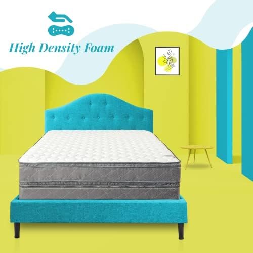 Nutan 11-inch Firm Eurotop Foam Mattress with Box Spring, Double Sided Mattresses with Encased Bed Foams, Fully Assembled Bedding with Black Border and White Top, Queen