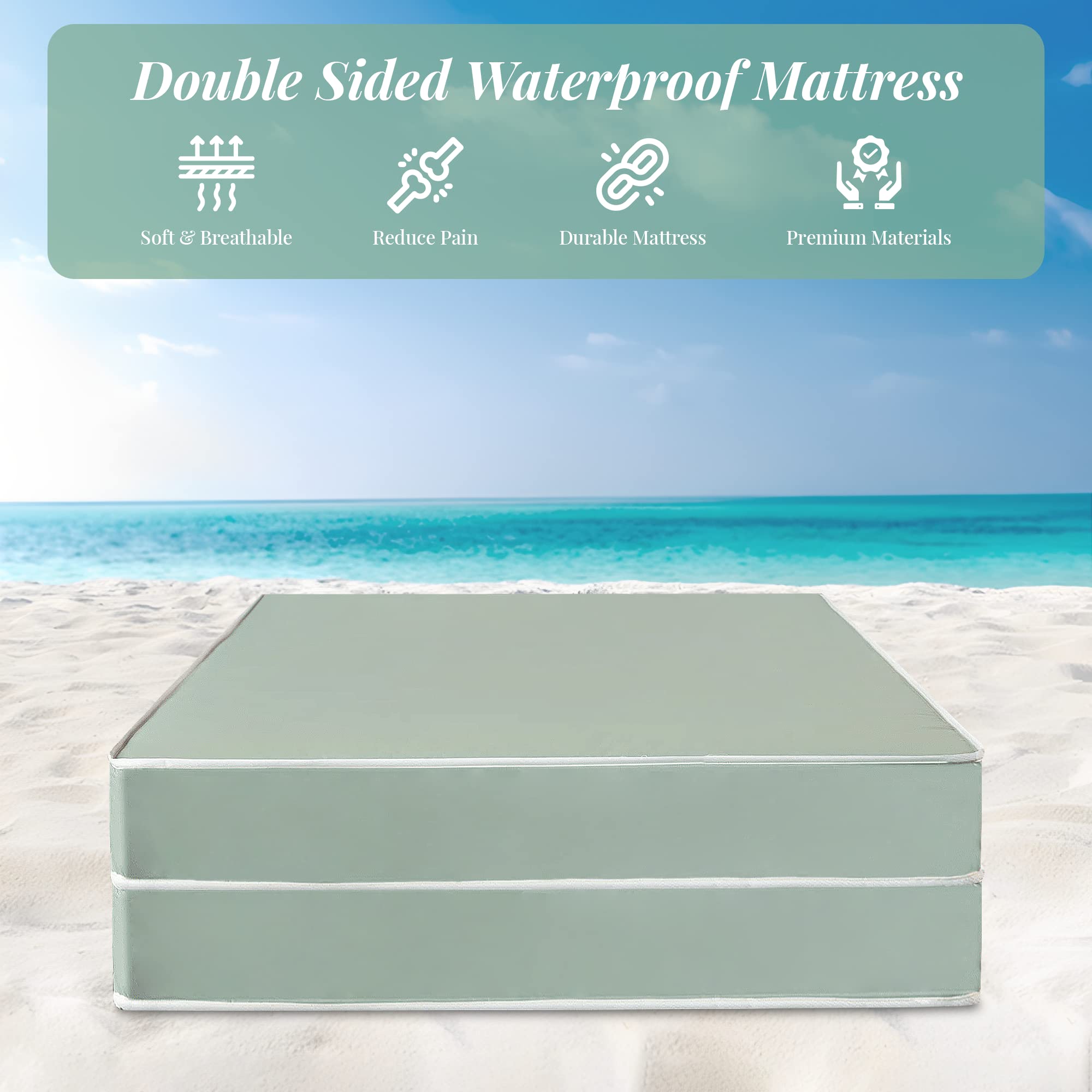 Nutan 8" Firm Sleeping Mattress, Double Sided Vinyl Mattresses for Complete Comfiness, Waterproof Security for Long Time Use, Provides All Rounded Necessary Body Support, Green, Full