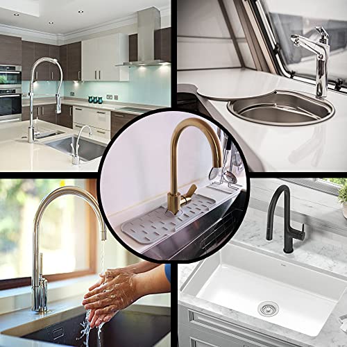 Kitchen Faucet Sink Splash Guard, Silicone Faucet Water Catcher Drying Mat, Sink Draining Pad for Bathroom, Farmhouse,RV and Washroom (Black)