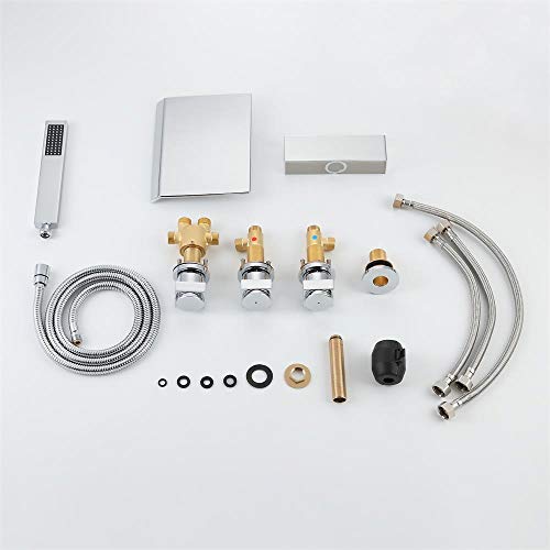 Lovedima Modern 5 Pieces Waterfall Bathroom Bathtub Faucet Roman Tub Filler with Handheld Shower