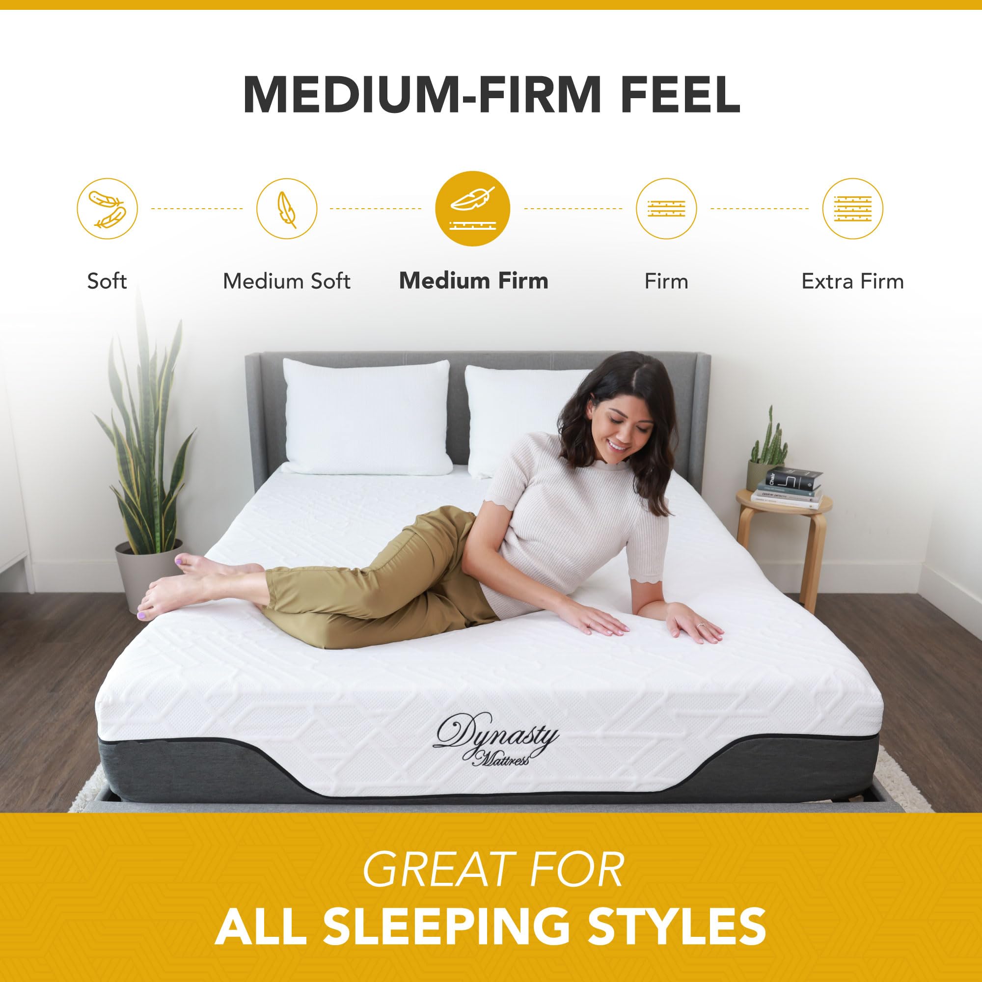 DynastyMattress King Mattress CoolBreeze 12 Inch Essential Gel Infused Memory Foam Bed Medium Firm Queen Size 60x80 (USA Made)