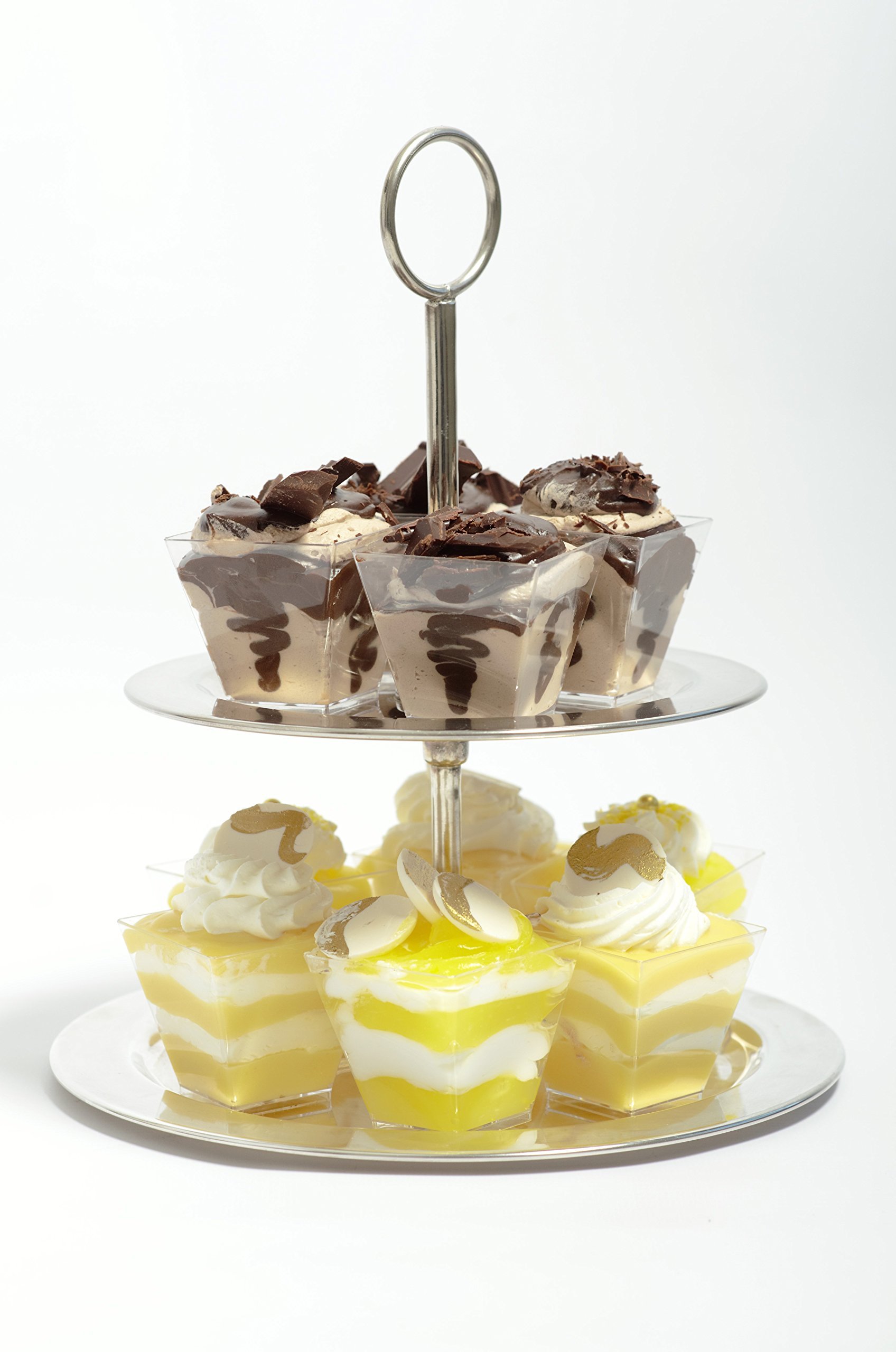 ImpiriLux 2 oz x 100 ct Dessert Cups with Spoons | Square Mini Plastic Dessert Cups + 100 Spoons | Chic Presentation of Desserts, Appetizers, Catering and Much More