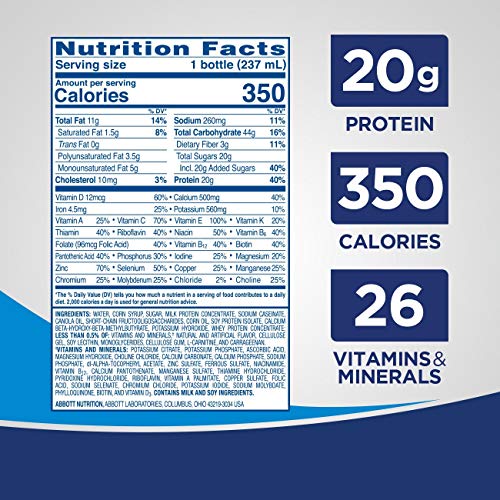 Ensure Enlive Meal Replacement Shake, 20g Protein, 350 Calories, Advanced Nutrition Protein Shake, Vanilla, 8 Fl Oz (Pack of 4)
