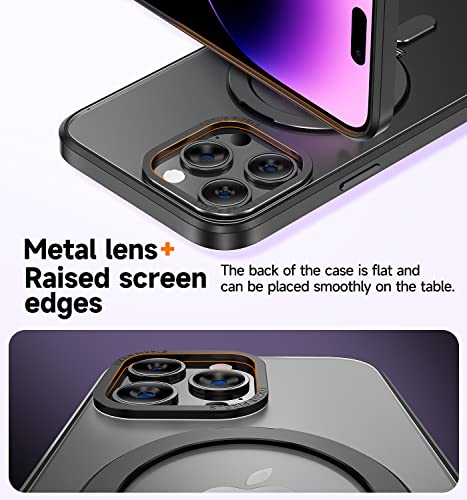 MAGIC JOHN Magnetic Case for iPhone 14 Pro Max Phone Case [Compatible with Magsafe] [with Magnetic Mental Stand][Military Grade Shockproof][Anti Yellowing],Black