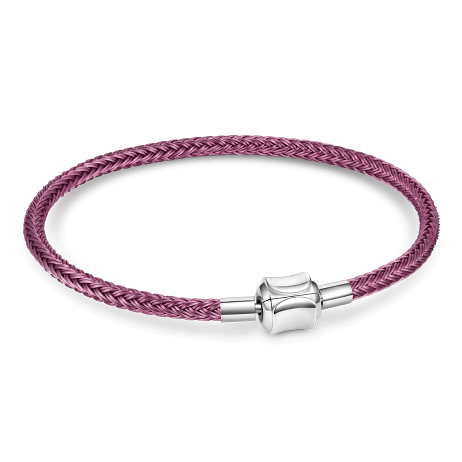 GNOCE Basic Bracelet with 2 Pieces of Stoppers Charms Bracelet for Teen Bride Women Jewelry Valentine's Day Purple, 17 cm (6.7 in)
