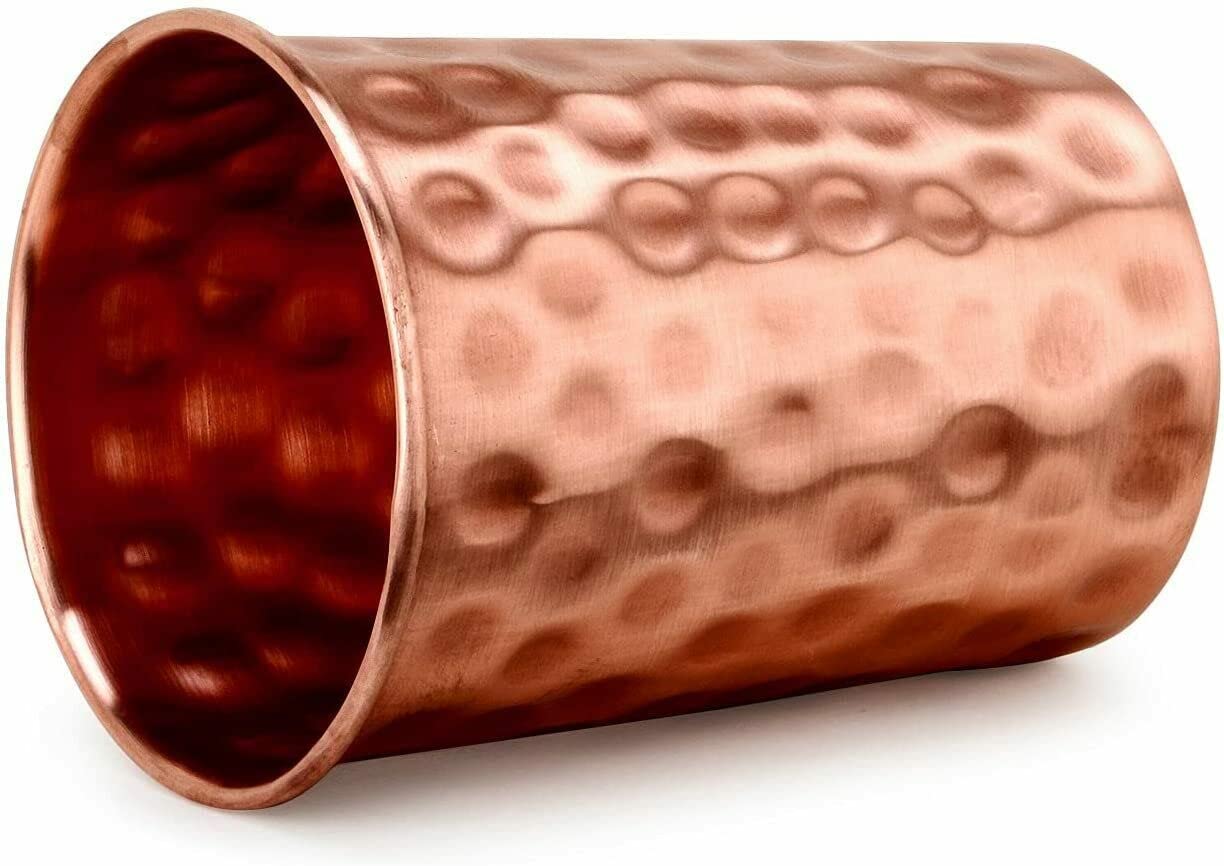 HERBEVER Pure Copper Hammered shape Water Tumbler Glasses for Healing Ayurvedic Set of 2