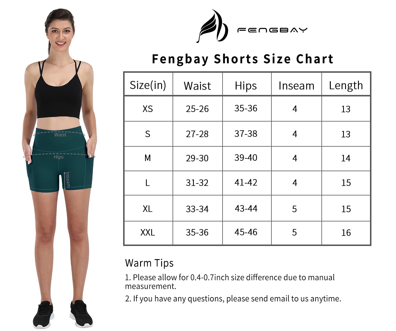 Fengbay 2 Pack 5" Biker Shorts for Women with Pockets, High Waist Workout Shorts for Women Compression Yoga Shorts