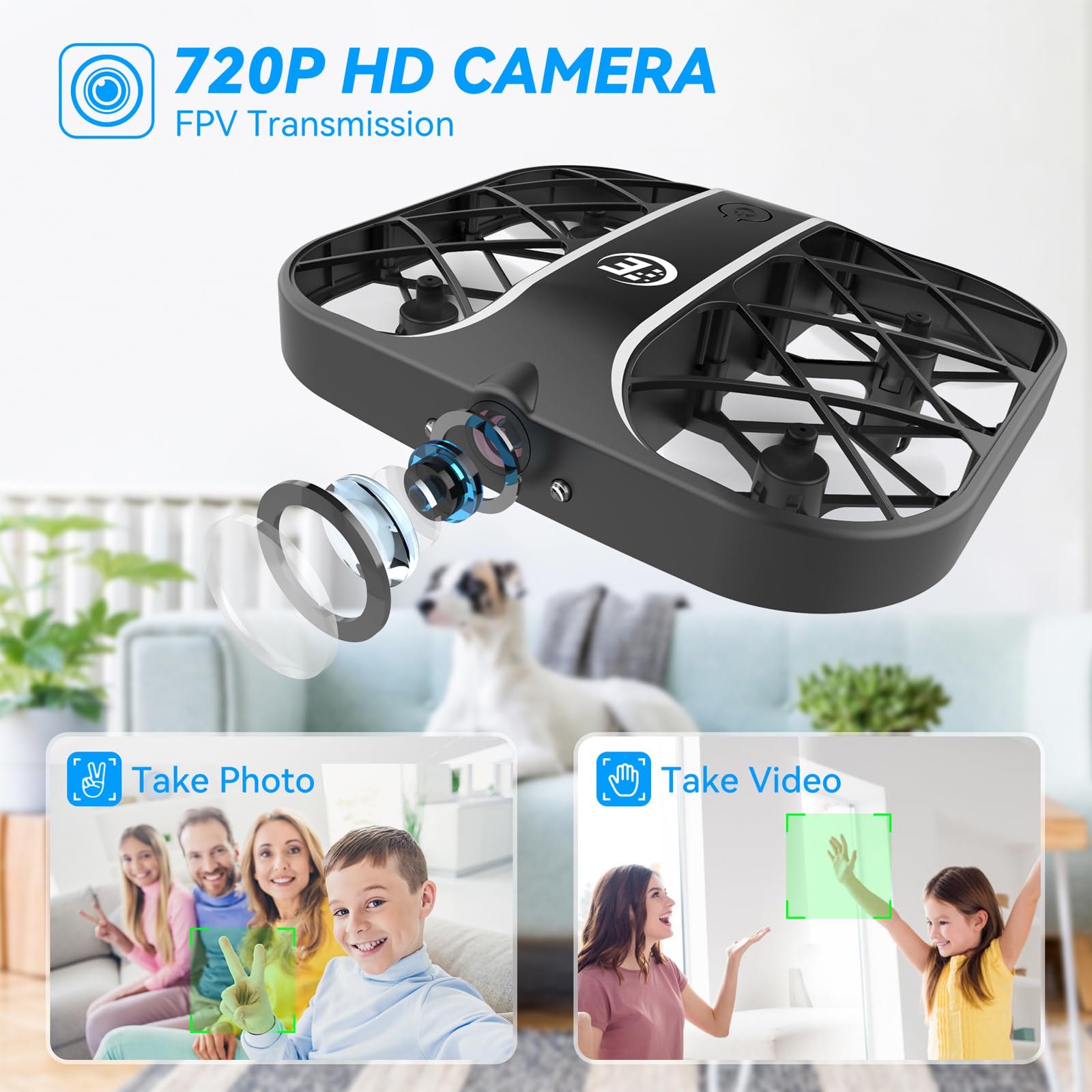 Eluhito Drones with Camera for Kids Adults, Wifi, Headless Mode, 3D Flips, Gravity Control