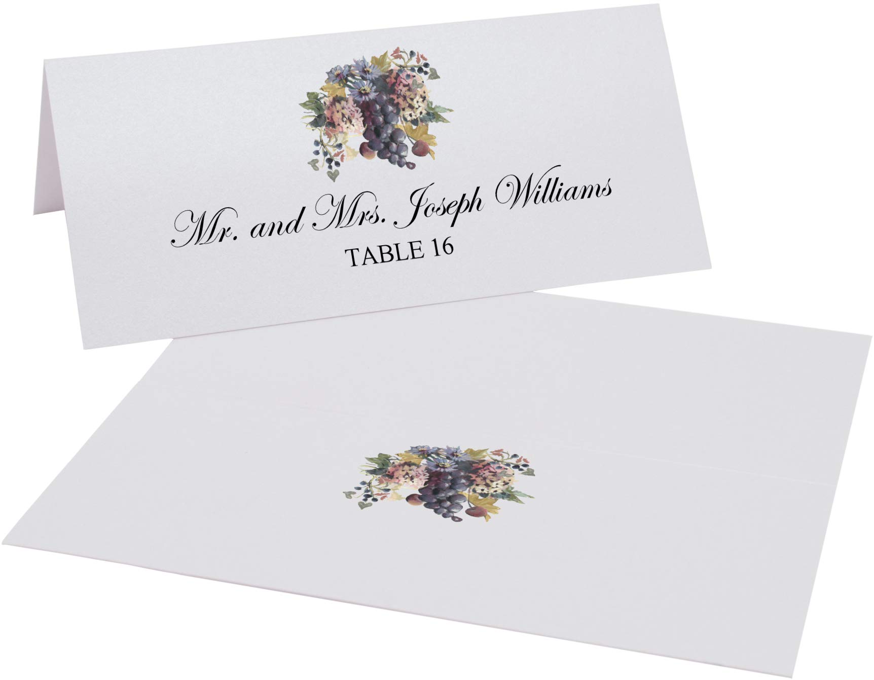 Wine Grapes and Chicory Place Cards, Set of 25, Pre-cut and Scored - Wedding, Party, Dinner, and Special Events - Made in the USA