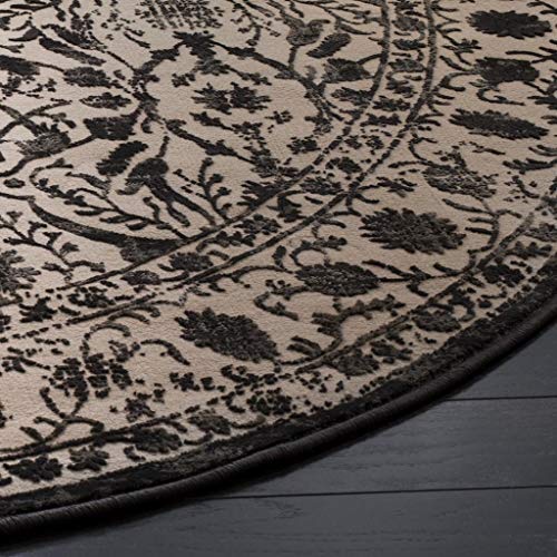 SAFAVIEH Brilliance Collection 6'7" Round Cream / Black BRL502C Vintage Oriental Area Rug