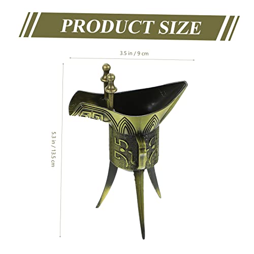 Hohopeti Antique Copper Mug Ancient Drinkware Gift Home Decoration Cup Tea Table Decoration Antique Cup Prop Retro Wine Cup Tripod Office Ornaments Zinc Alloy Chinese Style