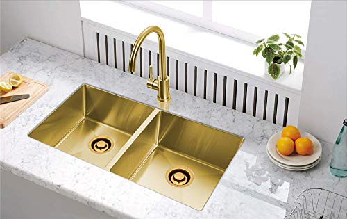LQS Kitchen Sink Garbage Disposal Flange and Sink Stopper, fit 3-1/2 Inch Standard Sink Drain Hole Color Golden