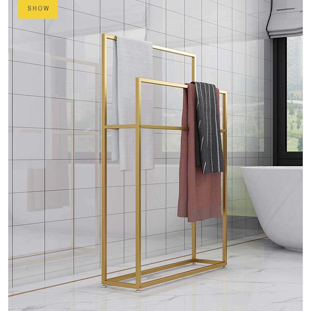 Wing Metal Free Standing Towel Rack, Large Towel Holder Stand for Bathroom, Kitchen, Washroom, Heavy Duty, Sturdy and Rust-Resistant,Gold,85×20×110cm(L×W×H)
