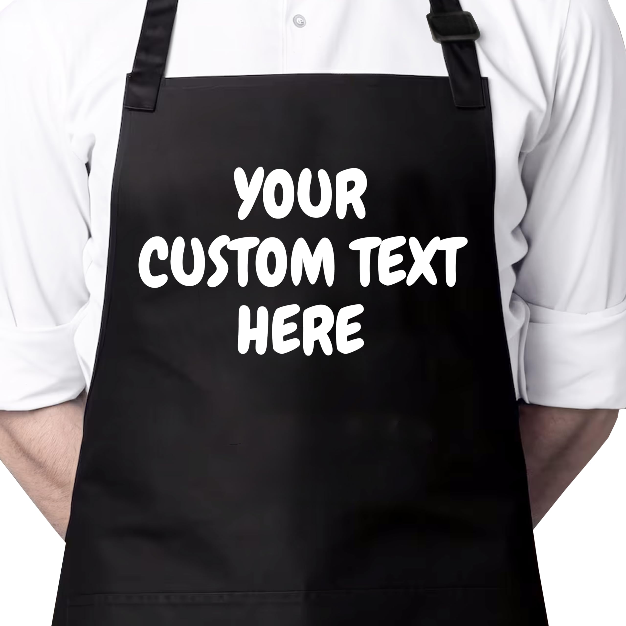 Personalized Apron, Aprons for Men and Women, Professional Aprons for Chefs, Male and Female Apron with Custom Name – Text, Personalized Baking Gifts for Christmas, Male Aprons for Cooking, 2 Pockets