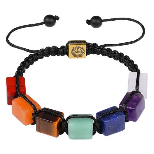 FENGSHUI-CAISHEN Chakra Bracelets, Healing Crystals Bracelet - Reiki Chakra Meditation Decor, Natural Stone and Hand-woven for Womens Mens