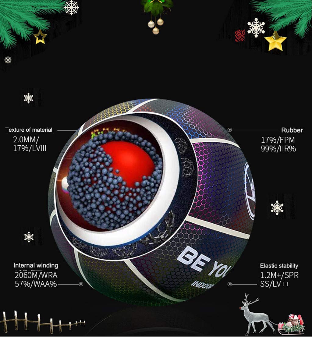 GraPefruiT Battery-Free Glowing Baketball, Size 7 Luminous Reflective Basketball, Light Up Basketball, Can Glow in The Dark, Great Gift for Sport Lover