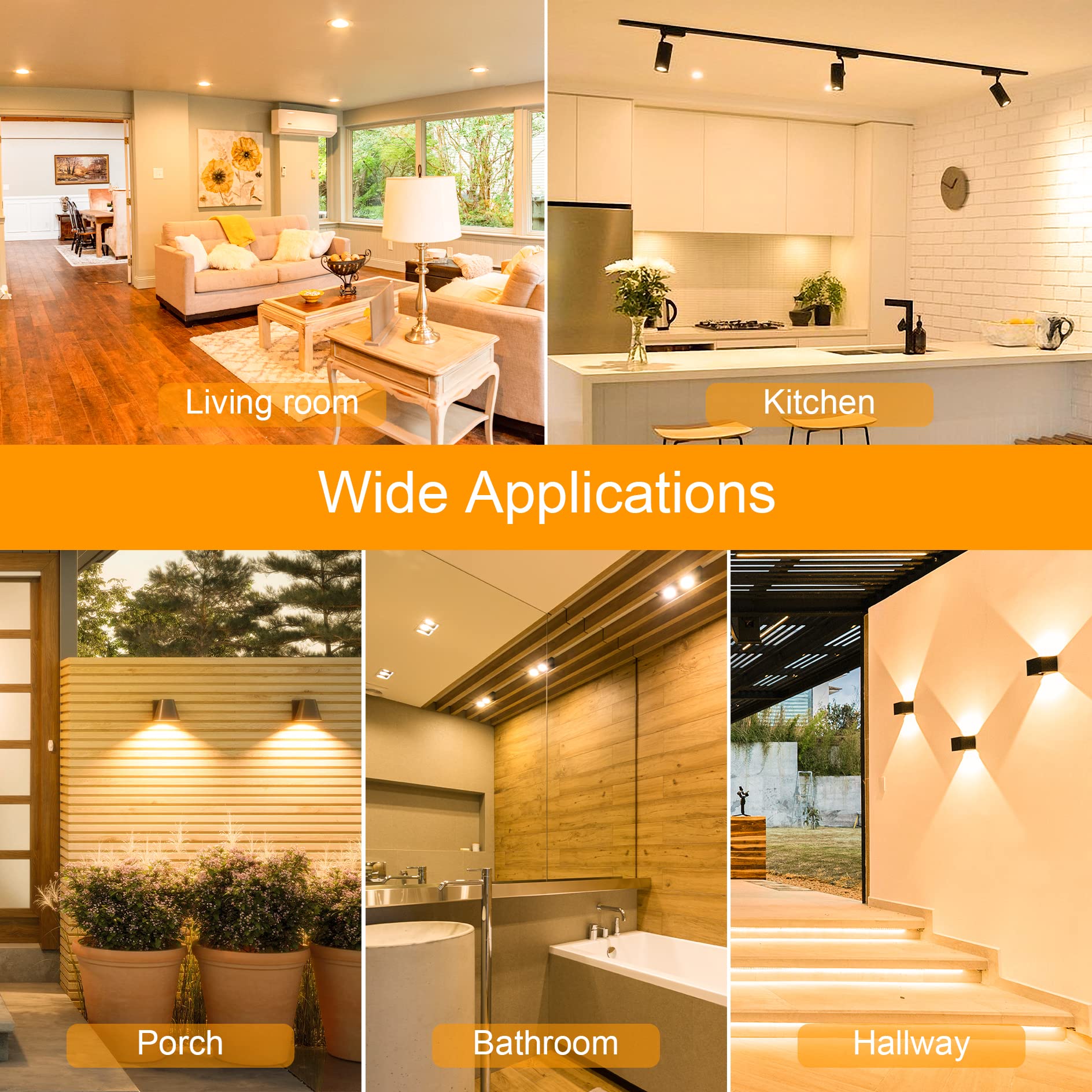 winshine GU10 LED Bulb, 50W Halogen Equivalent Light Bulbs, 3000K Warm White 2 Prong Base GU10 Bulb, LED Halogen Replacement Bulbs for Recessed Track Light 120V 550LM 120 Degree, Non-Dimmable 6 Pack